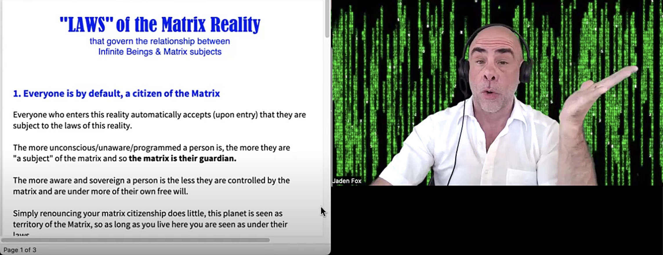 "LAWS" of the Matrix Reality - Jaden Fox